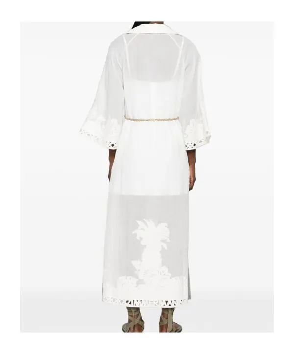 Zimmermann Indra Embroidered Belted Ramie Maxi Dress - White