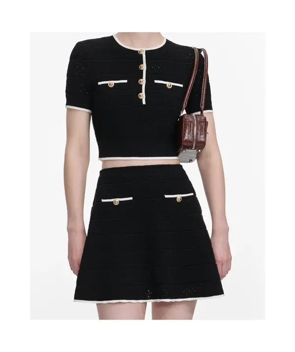 SELF-PORTRAIT Faux-pockets Braided Mini Skirt
