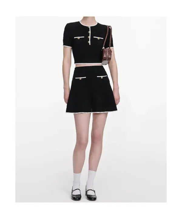 SELF-PORTRAIT Faux-pockets Braided Mini Skirt