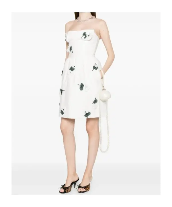 SHUSHU/TONG Floral Appliqué Strapless Mini Dress