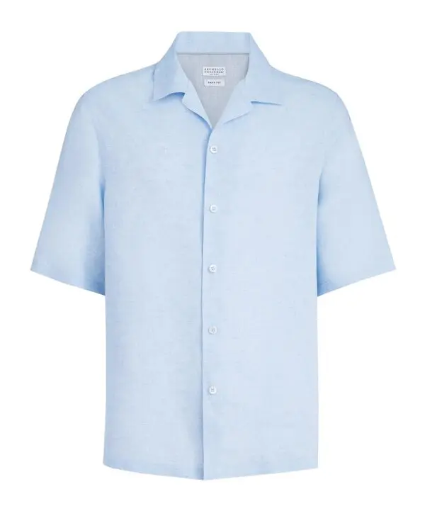 Brunello Cucinelli Short-sleeved Button-up Shirt - Blue