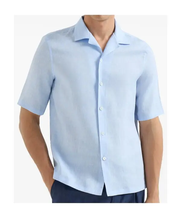 Brunello Cucinelli Short-sleeved Button-up Shirt - Blue