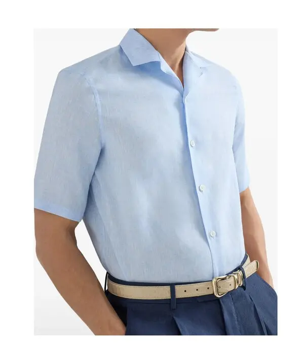 Brunello Cucinelli Short-sleeved Button-up Shirt - Blue