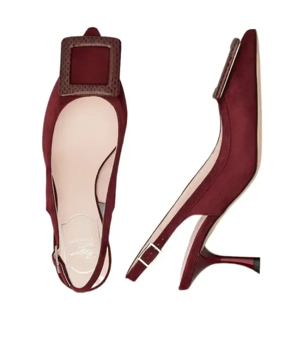 ROGER VIVIER Viv In The City' Suede Slingback Pumps - Red