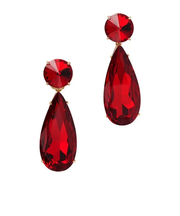 Carolina Herrera Gold-tone Crystal Earrings - Red