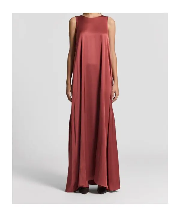 Peserico Sleeveless Crewneck Maxi Dress With Flounce And Rouches