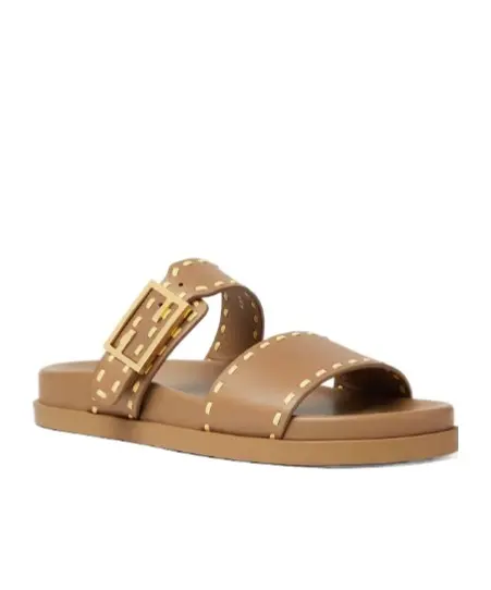 Fendi Double-band Slides With Ff Baguette Buckle - Brown