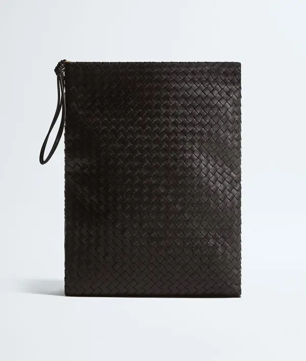 Bottega Veneta Intrecciato Nappa Leather Giornale Pouch - Espresso