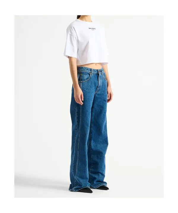 Balmain Cropped Logo T-shirt - White