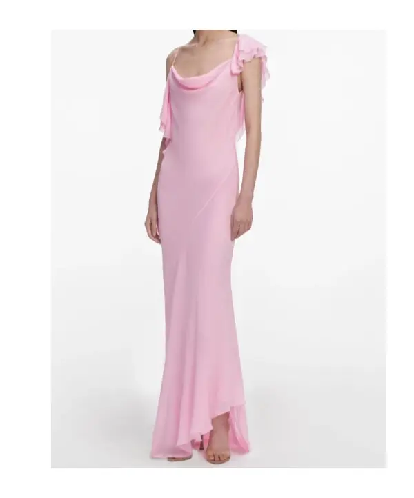 SELF-PORTRAIT Asymmetrical Ruffled Maxi Dress