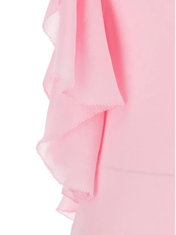 SELF-PORTRAIT Georgette Frill Maxi Dress - Pink