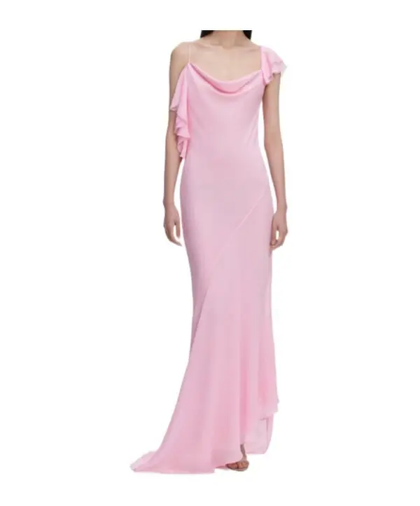 SELF-PORTRAIT Georgette Frill Maxi Dress - Pink