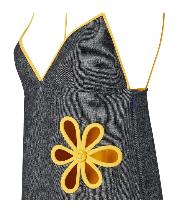 Fendi V-neck Denim Midi Dress With Ajour Motif - Blue