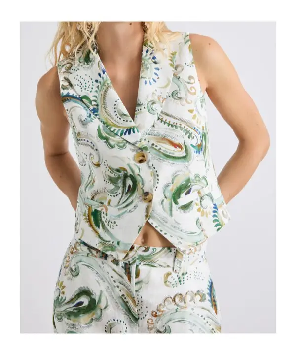 Marella Printed Linen Gilet