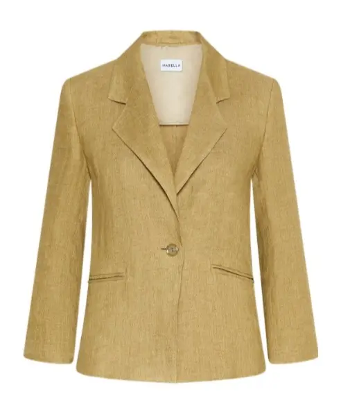 Marella Slim-fit Faded Linen Blazer - Khaki