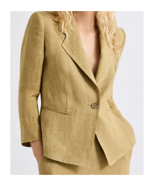 Marella Slim-fit Faded Linen Blazer - Khaki