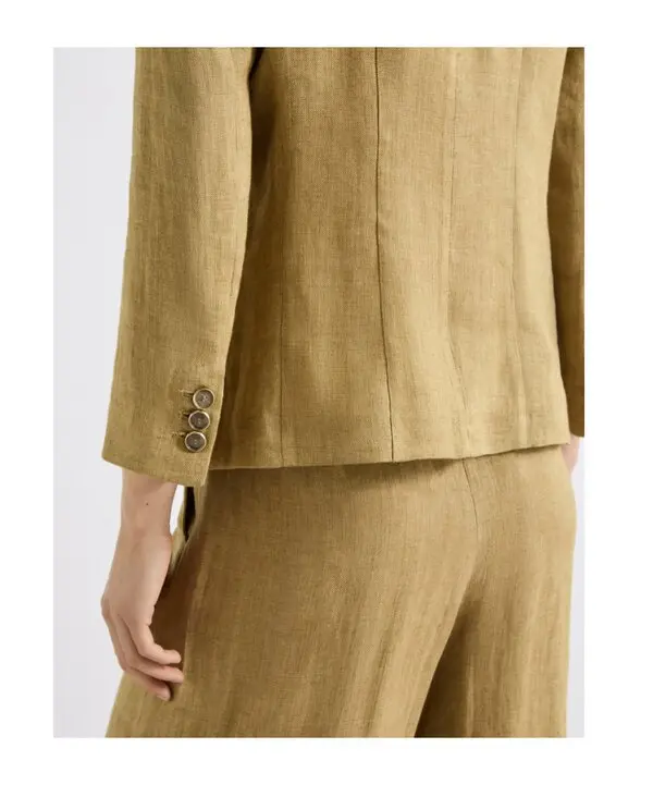 Marella Slim-fit Faded Linen Blazer - Khaki