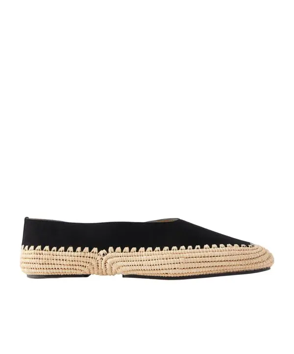 Gabriela Hearst Strength Suede And Raffia Loafers - Nude