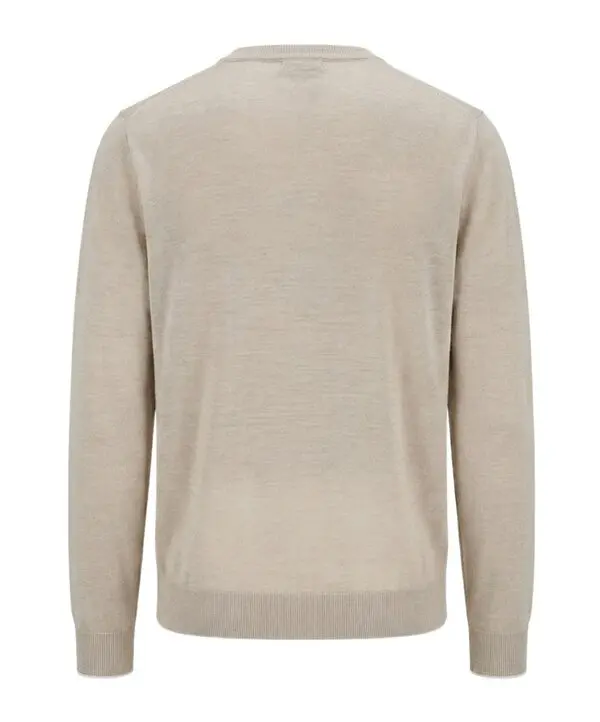 Peserico Crewneck Jumper With Contrasting Stripe Trim - Nude