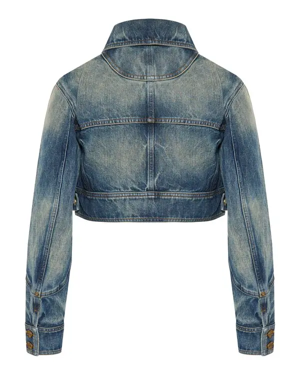 Balmain High-collar Two-pocket Denim Jacket