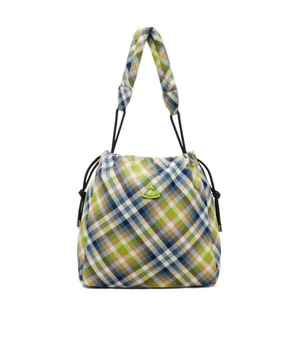 VIVIENNE WESTWOOD Woven Tartan Bucket Bag - Green