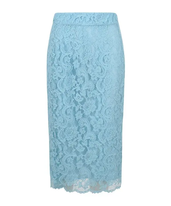 Dolce & Gabbana Floral Lace Pencil Skirt - Blue