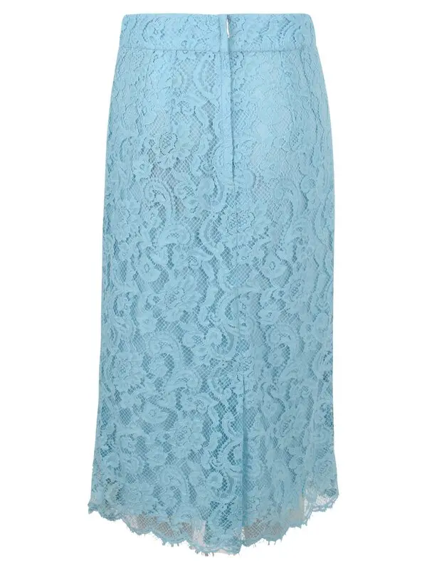 Dolce & Gabbana Floral Lace Pencil Skirt - Blue