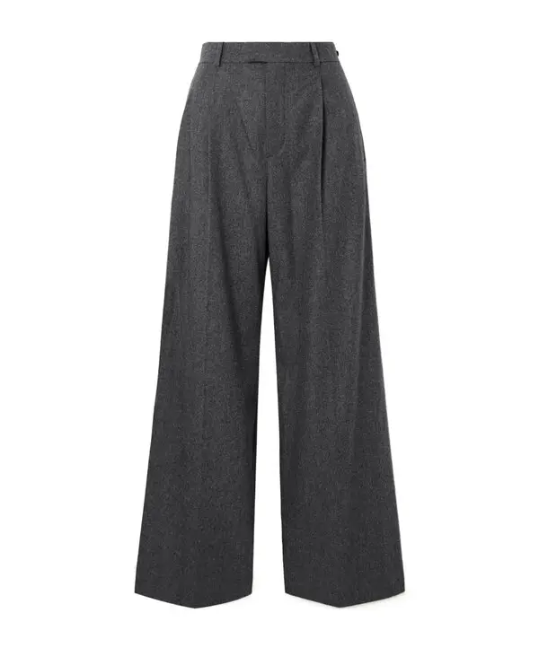Carven Pleated Wide-leg Wool Trousers - Black
