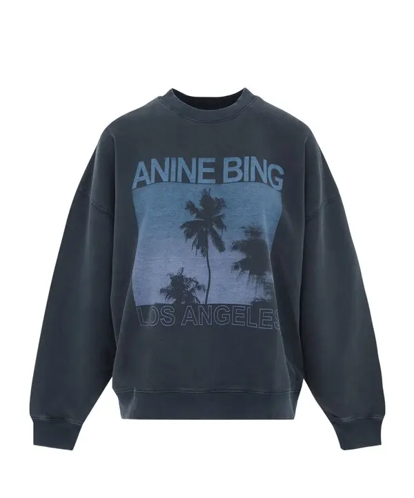 ANINE BING Graphic Crewneck Sweatshirt - Washed Ash