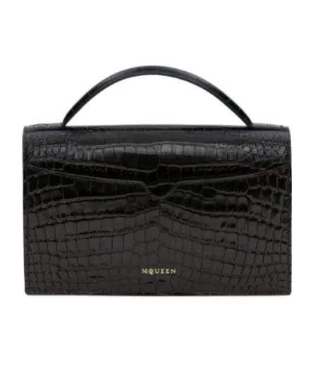Alexander McQueen Skull Embellished Embossed Top Handle Bag - Black
