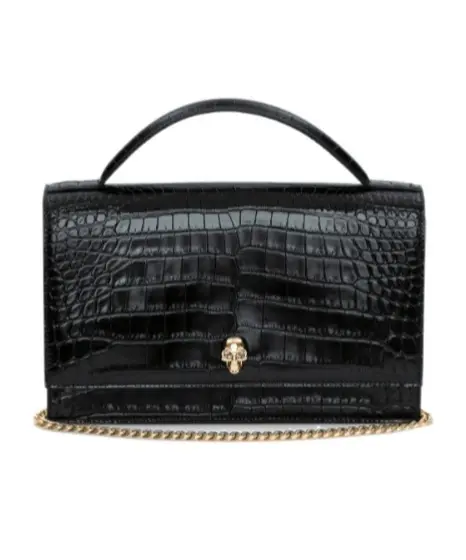Alexander McQueen Skull Embellished Embossed Top Handle Bag