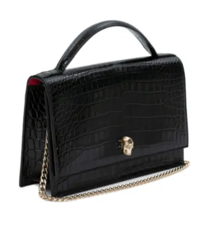 Alexander McQueen Skull Embellished Embossed Top Handle Bag