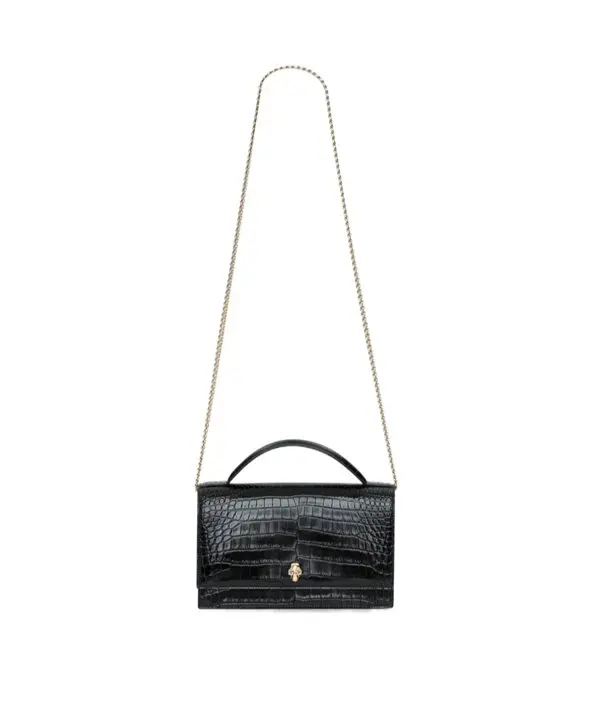 Alexander McQueen Skull Embellished Embossed Top Handle Bag