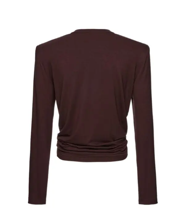 Magda Butrym Knotted Long Sleeve Jersey Blouse - Brown