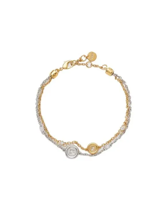 Fendi Everround Logo Chain Bracelet - Gold And Silver