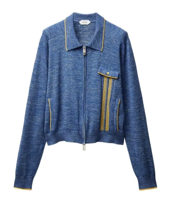 Versace Knitted Zipped Cardigan With Greca Motif