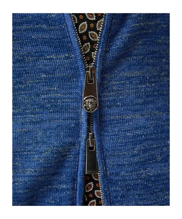 Versace Knitted Zipped Cardigan With Greca Motif