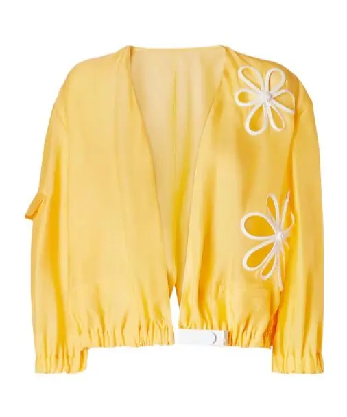 Fendi Floral Cut-out Silk Organza Bomber Jacket