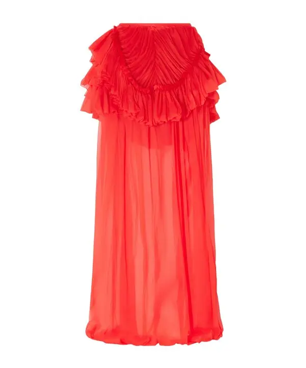 Dries Van Noten Ruffled Silk-chiffon Maxi Skirt - Orange