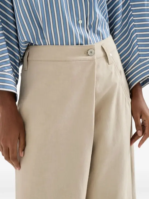 Brunello Cucinelli Monili Gabardine Loose Wrap Trousers - Nude