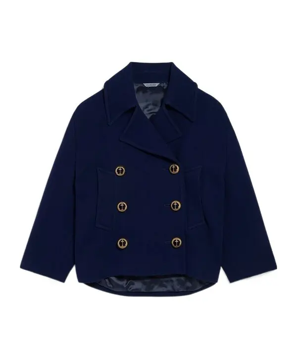 Balenciaga Double-breasted Peacoat With Anchor Button Details - Navy