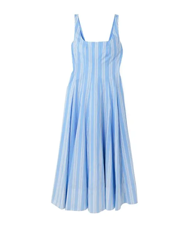 Staud Wells Striped Sleeveless Midi Dress - Blue