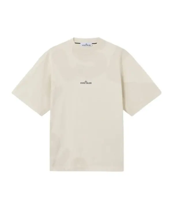 Stone Island Logo Printed Crewneck T-shirt - Ivory