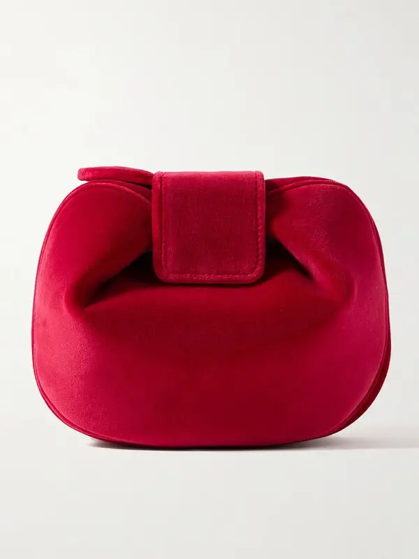 Gabriela Hearst Soft Demi Velvet Clutch - Red
