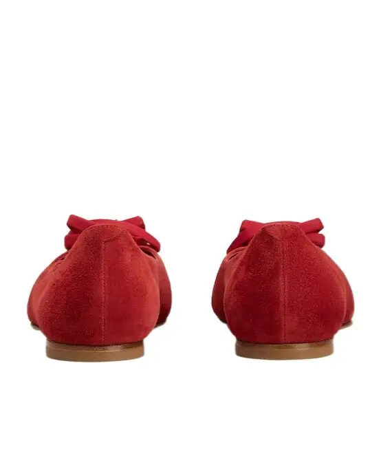 ROGER VIVIER Suede Ballet Flats With Rose Embellishment - Red