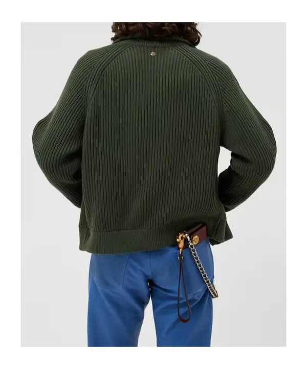 Versace Ribbed Zip-up High Neck Cardigan