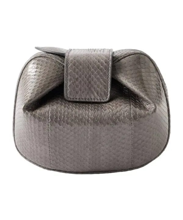 Gabriela Hearst Soft Demi Clutch In Snake-effect Leather - Gray