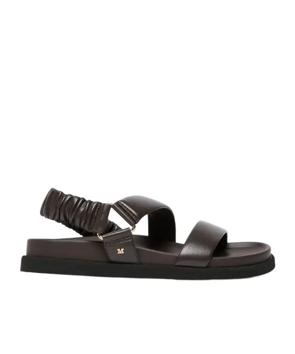 Max Mara Leather Macro Strap Sandals - Chocolate-colored