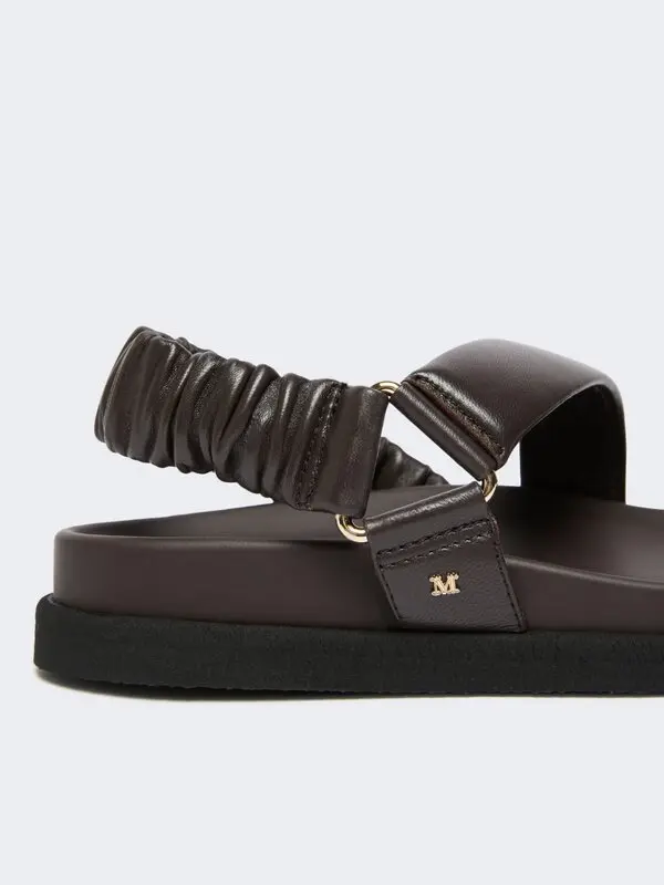 Max Mara Leather Macro Strap Sandals - Chocolate-colored
