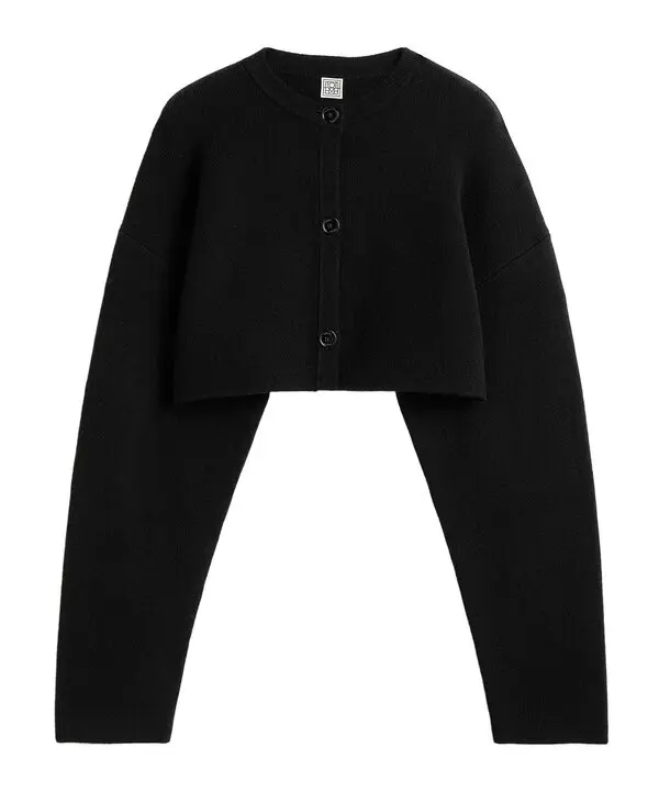 TOTEME Crewneck Cropped Cardigan - Black